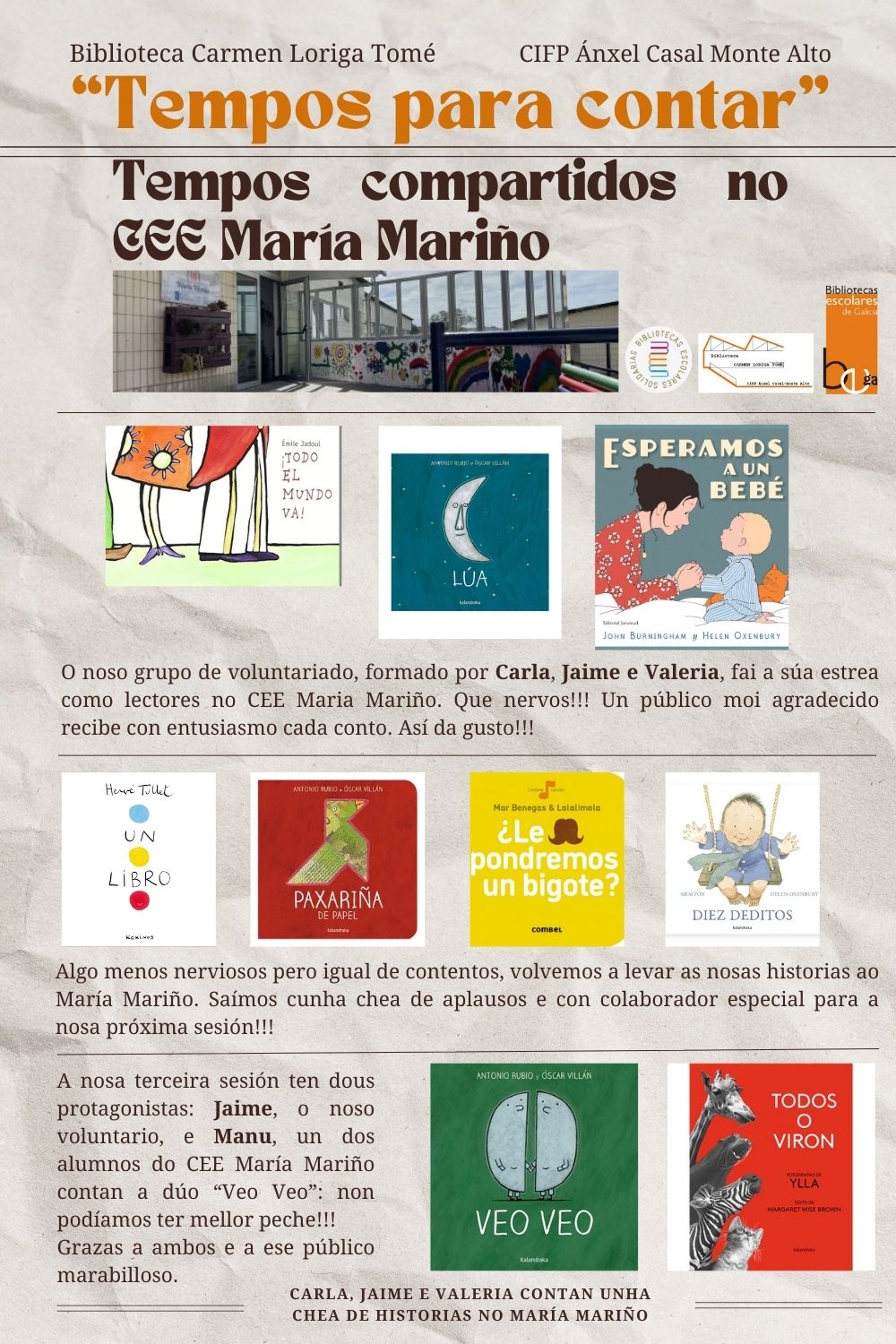 Tempos para contar no CEE María Mariño – CIFP Ánxel Casal – Monte Alto